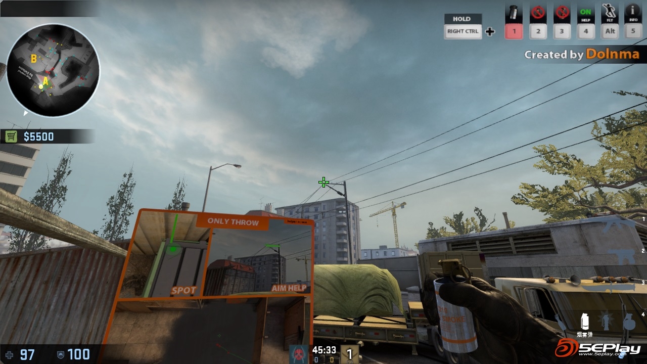 按照图示进行瞄准后普通投掷